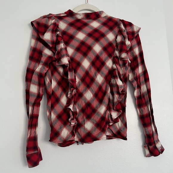 Zara | Tops | Zara Ruffle Flannel Shirt | Poshmark
